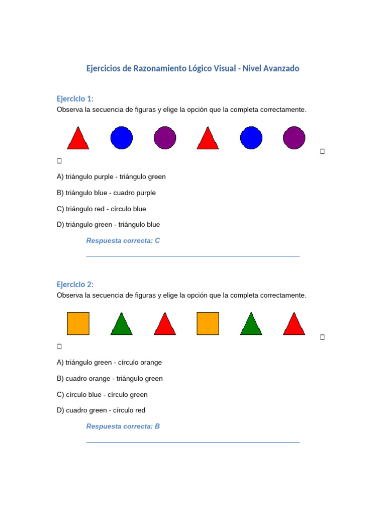 10 Ejercicios Razonamiento Logico Visual Avanzado | PDF