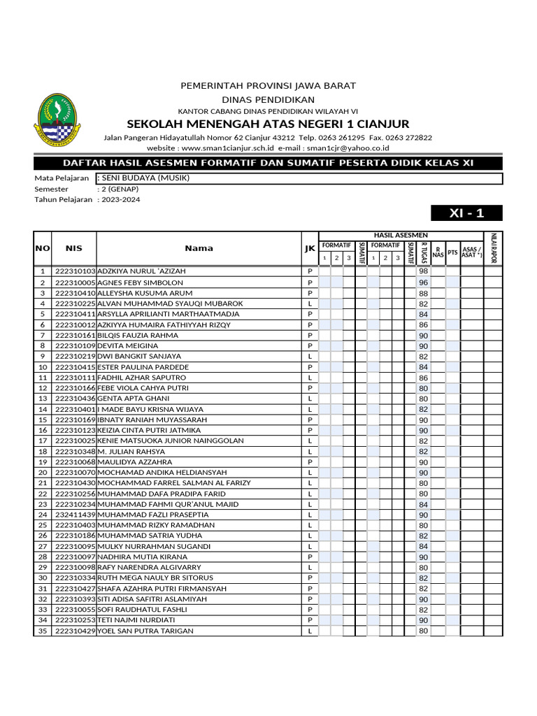 Daftar Nilai Mei 2025 | PDF