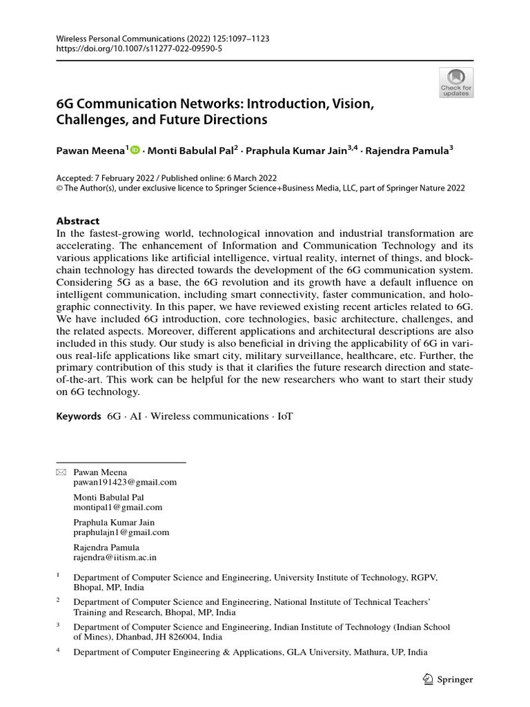 6G Communication: Vision and Challenges | PDF | Central Nervous System ...