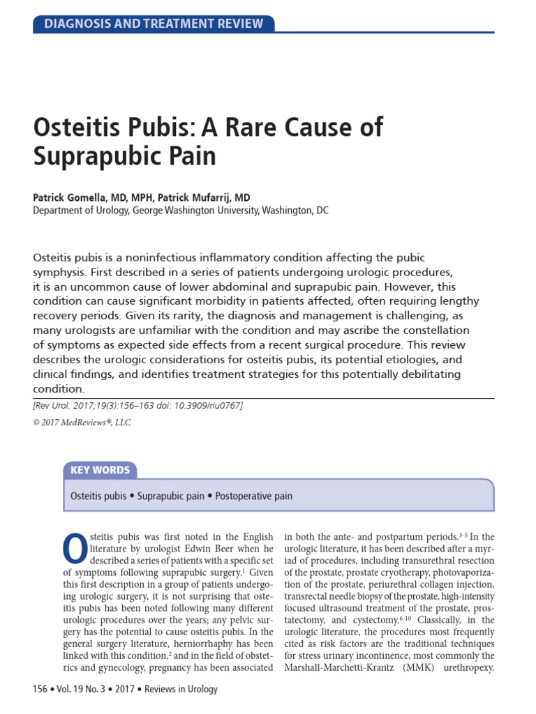 Osteitis Pubis - A Rare Cause of Suprapubic Pain | PDF | Medicine ...
