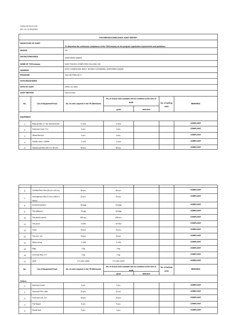 Epcc Tile Setting NC II 1 | PDF | Tile | Building Materials