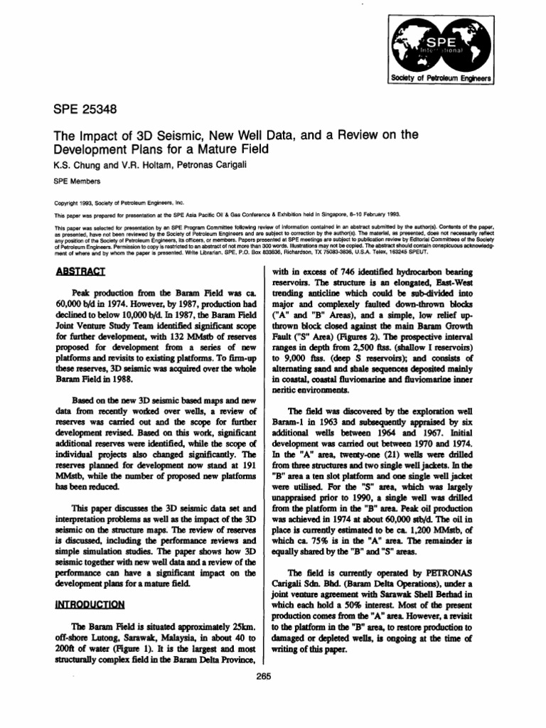 The Impact of 3D Seismic, New Well Data, and A Review On The ...