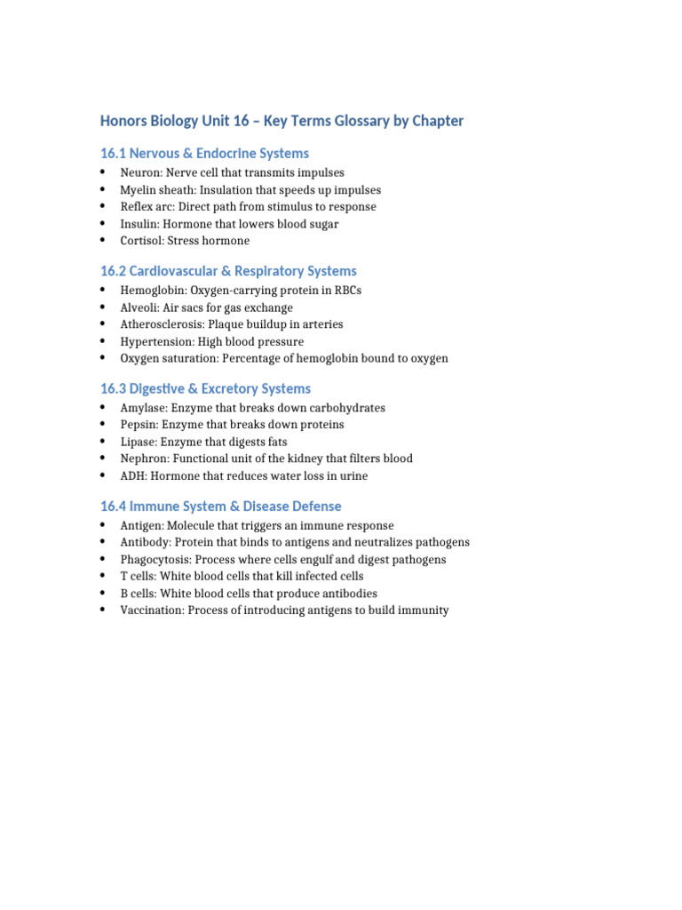 Unit 16 Key Terms Glossary by Chapter | PDF