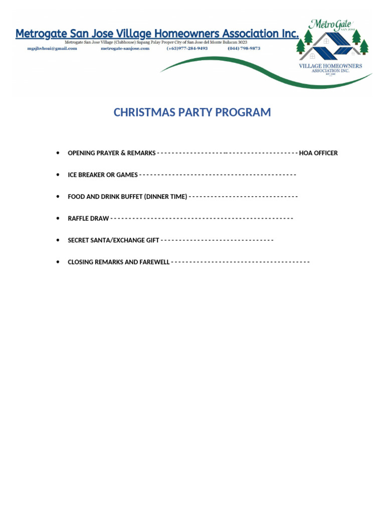 Christmas Party Program | PDF