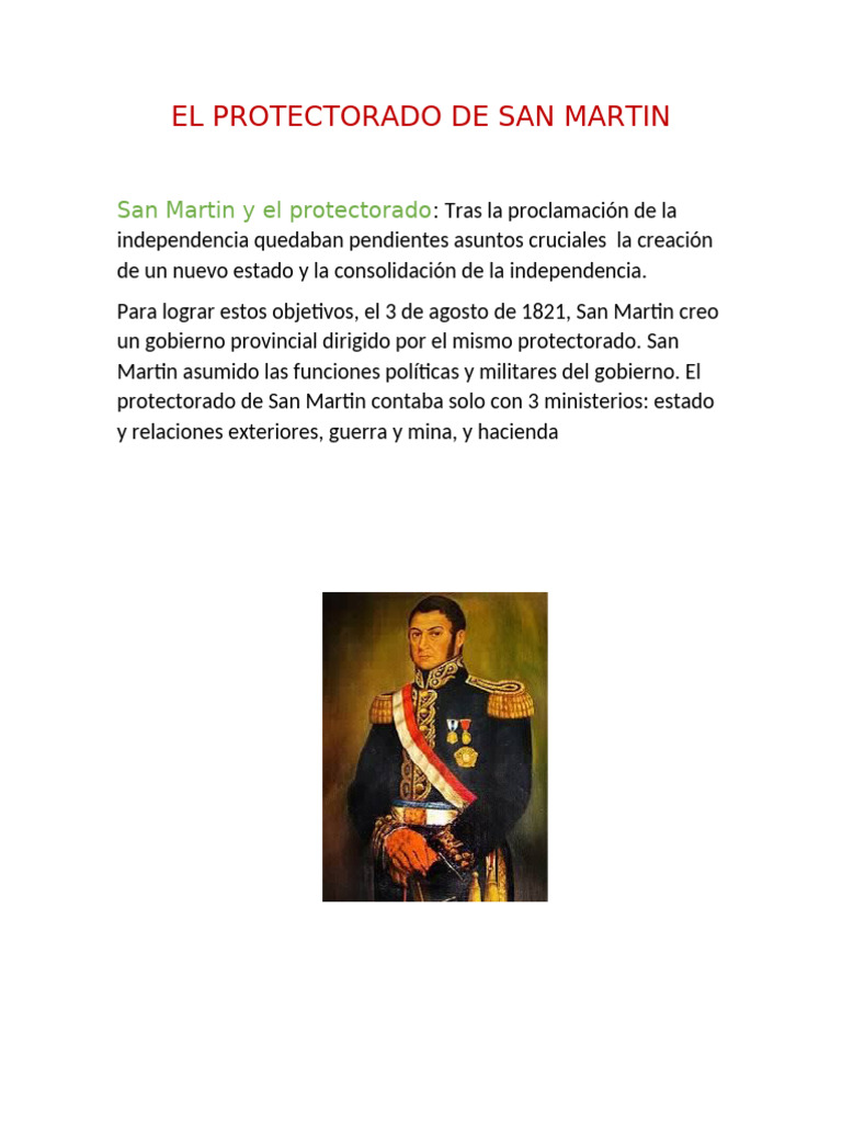 El Protectorado de San Martin | PDF | Perú | América del Sur