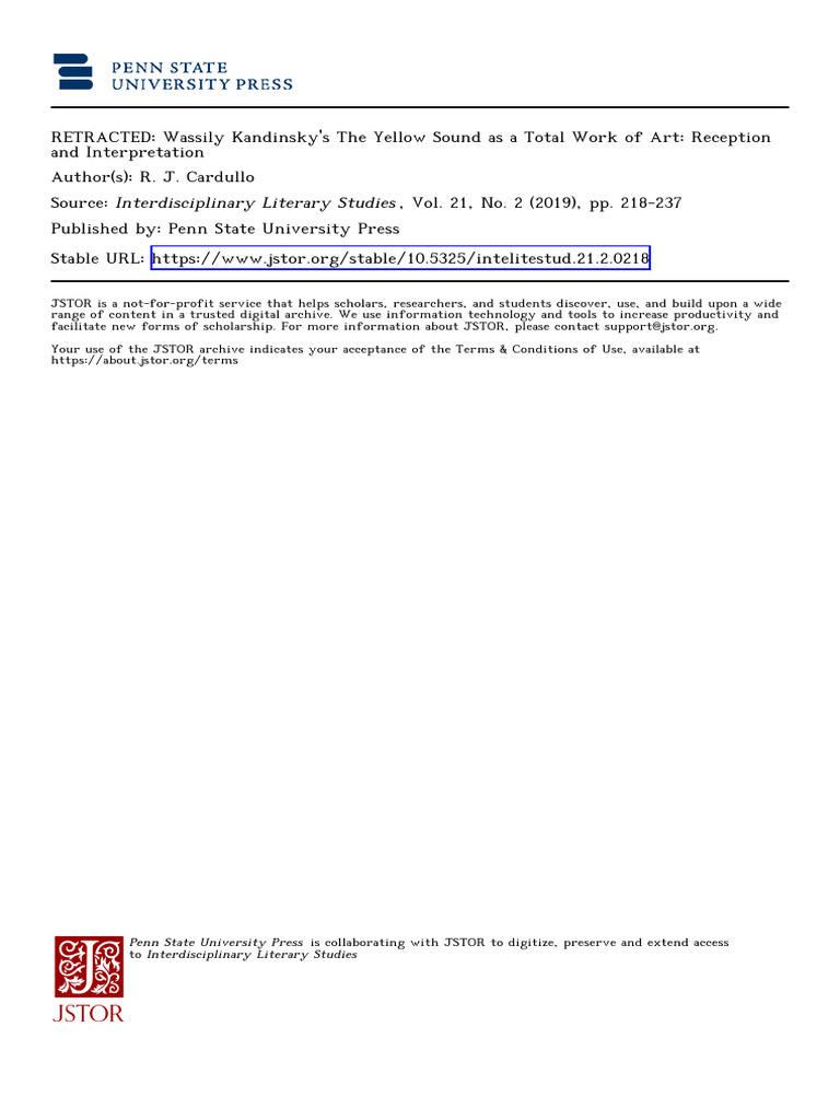 Cardullo RETRACTEDWassilyKandinskys 2019 | PDF