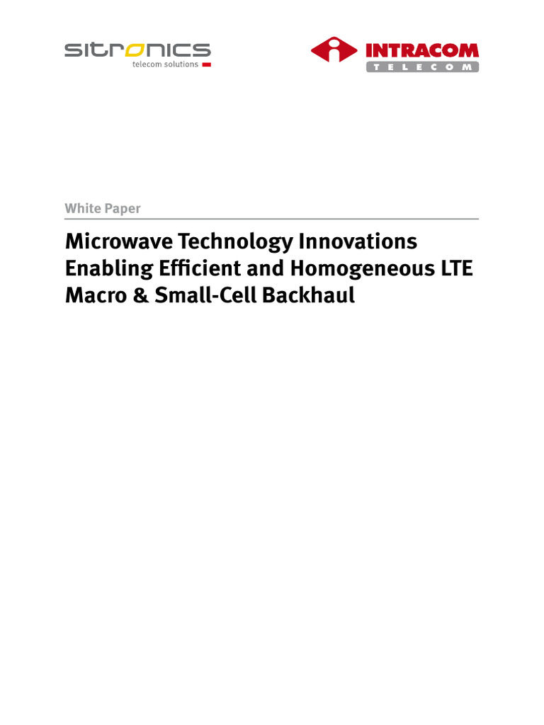 Microwave Innovations for LTE Backhaul Solutions | PDF | Radio Spectrum ...