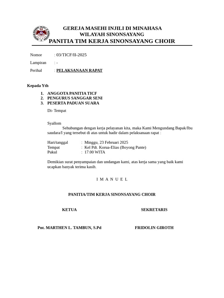 Surat Panitia Ticf | PDF