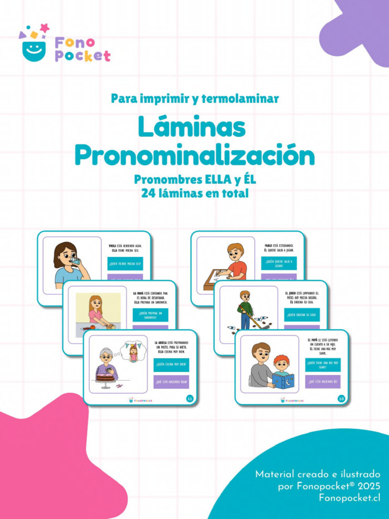 Laminas para Abordar La Pronominalizacion Ella El | PDF