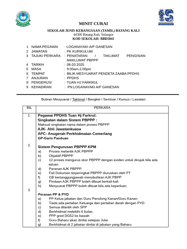 Minit Curai PBPPP25 | PDF