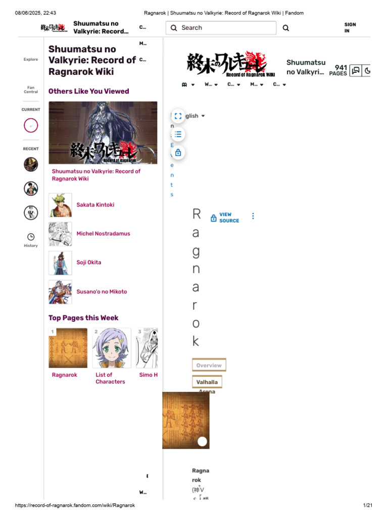 Ragnarok - Shuumatsu No Valkyrie | PDF | Norse Mythology