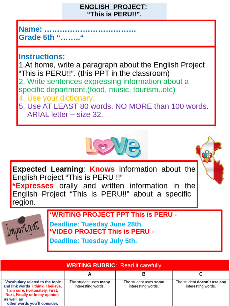 Writing Project PPT This Is Peru | PDF | Peru | Linguistics