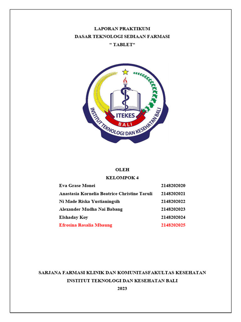 Laporan Praktikum Tablet K 4 | PDF