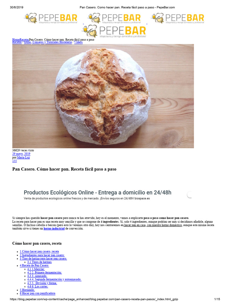 Pan Casero. Como Hacer Pan. Receta Fácil Paso A Paso | PDF | Panes | Harina