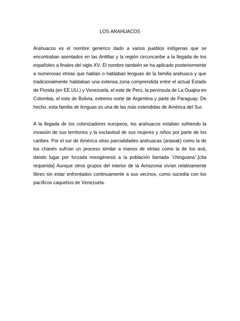 Los Arahuacos | PDF