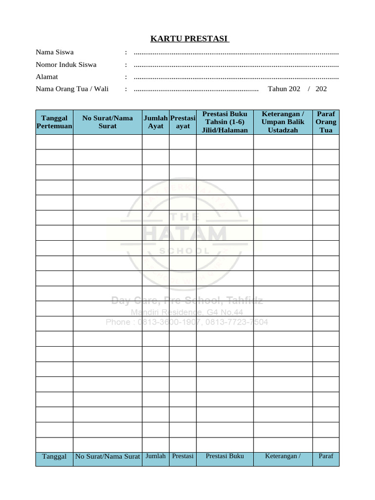 KARTU PRESTASI | PDF