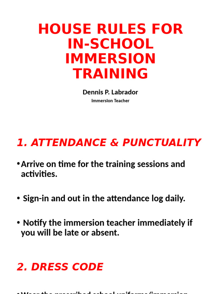 In-School Immersion Training Rules | PDF