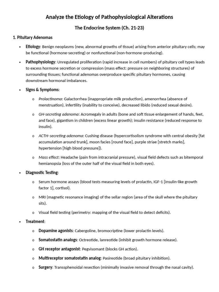 Analyze The Etiology of Pathophysiological Alterations The Endocrine ...