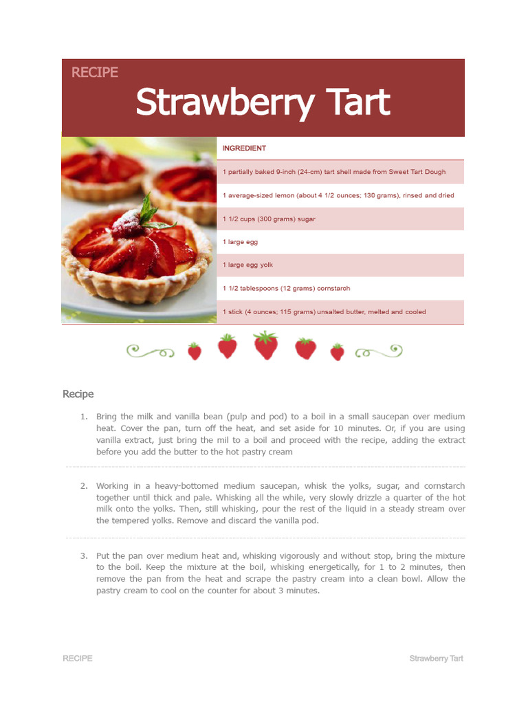 Strawberry Tart Recipe Guide | PDF