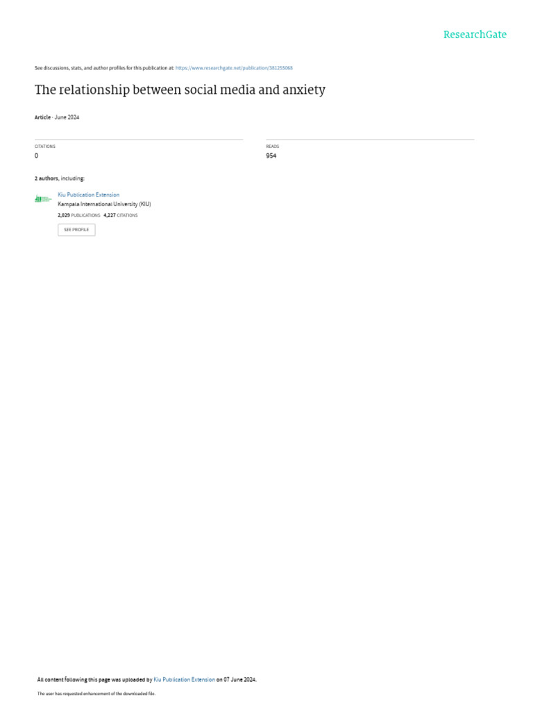 The Relationship Between Social Media and Anxiety | PDF | Anxiety ...
