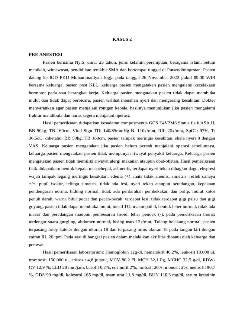 Anestesi pada Fraktur Mandibula ORIF | PDF