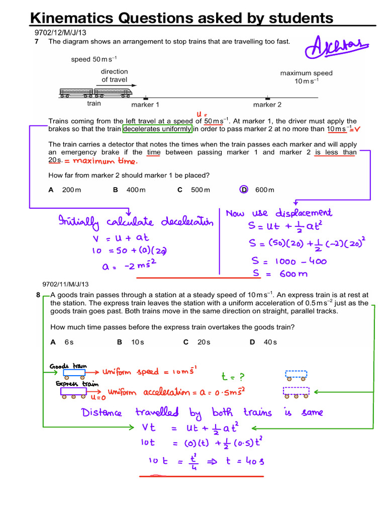 Kinematics As Difficult Questions | PDF | Acceleration | Physical ...