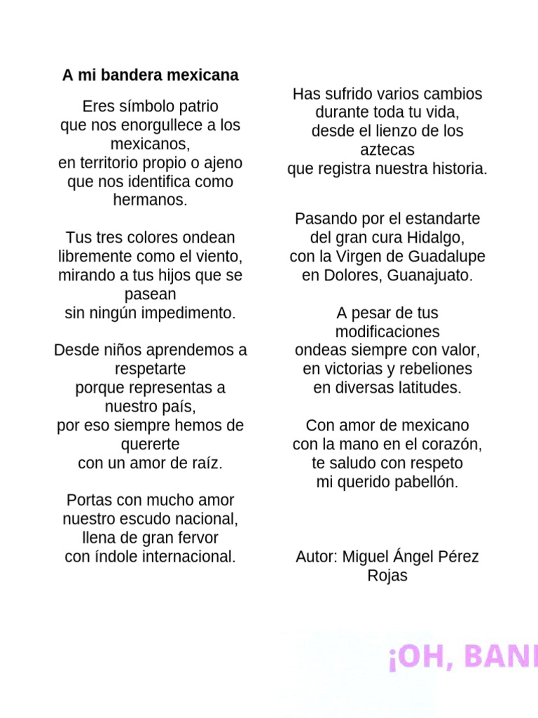 POEMA A Mi Bandera Mexicana | PDF