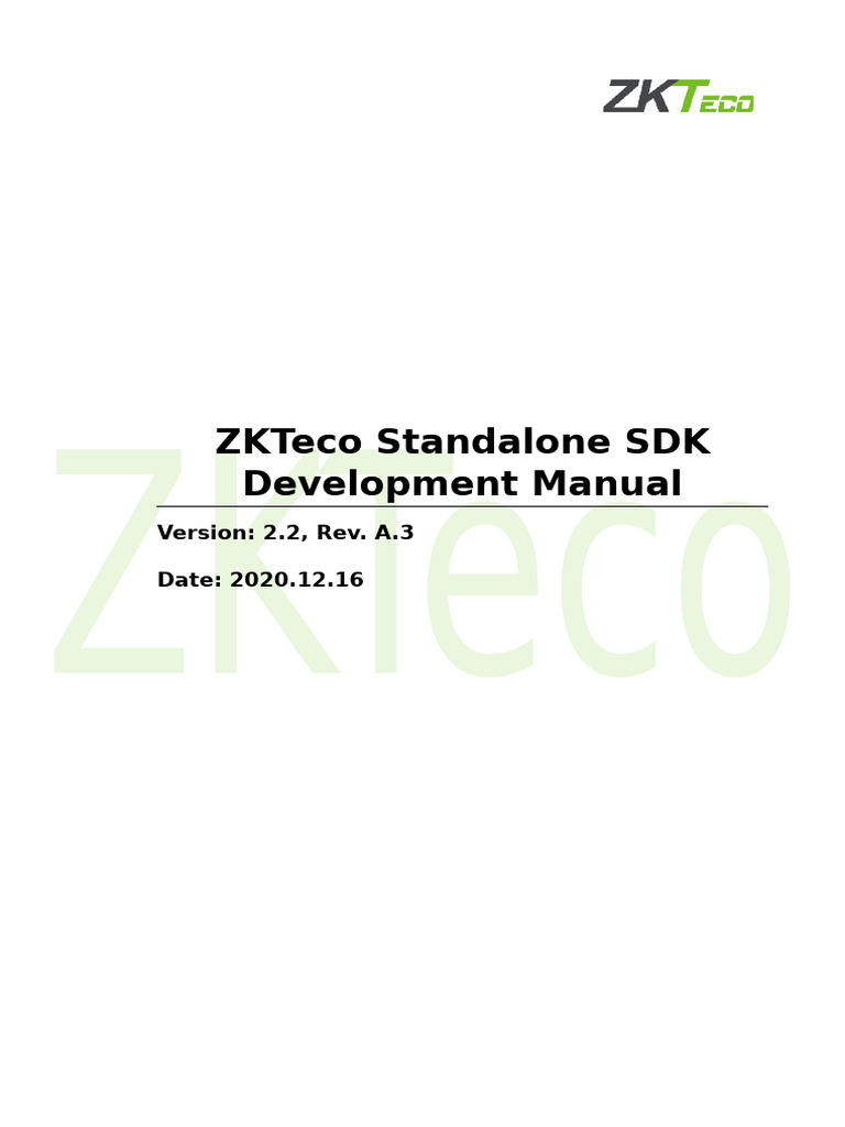 ZKTeco Standalone SDK Development Manual V2.2 A.3-En | PDF | Online And Offline | Information ...