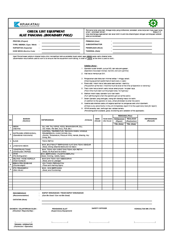 Pemeriksaan Keselamatan Alat Berat | PDF