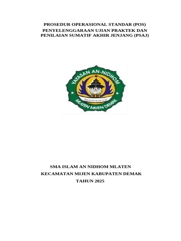 Pos Psaj An-Nidhom 2024.2025 | PDF
