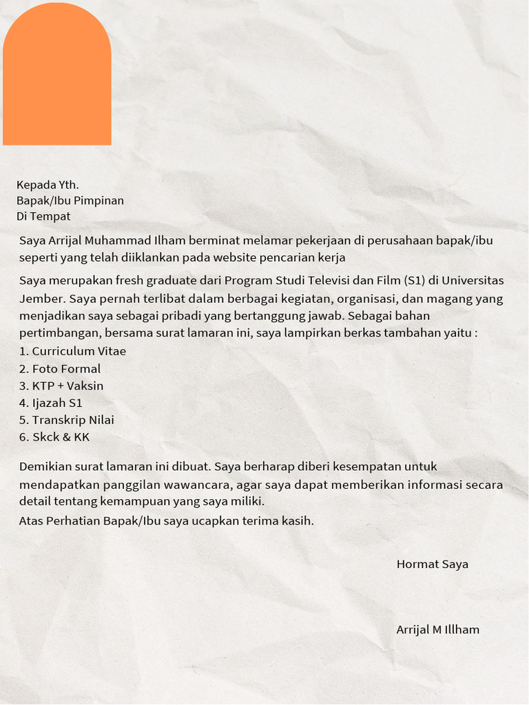 CV. Arrijal Muhammad Ilham 1 PDF | PDF