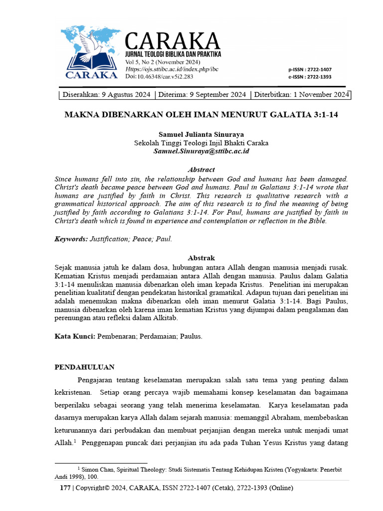 Makna Dibenarkan Oleh Iman Menurut Galatia 31-14 | PDF