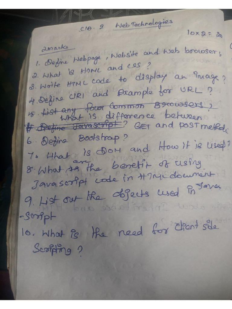 Webtechnologies CIA 1 QP | PDF