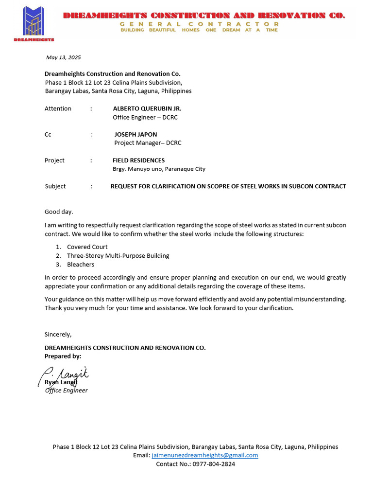 1.) DCRC MPB Request For Clarification | PDF