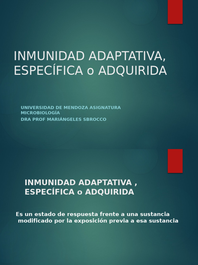 INMUNIDAD ADAPTATIVA, ESPECÃ - FICA o ADQUIRIDA | PDF | Linfocitos | Sistema inmune