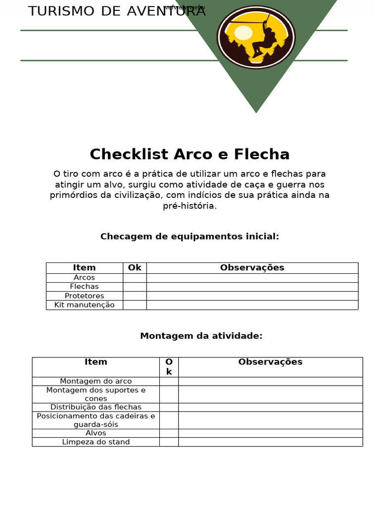 Checklist Arco e Flecha | PDF