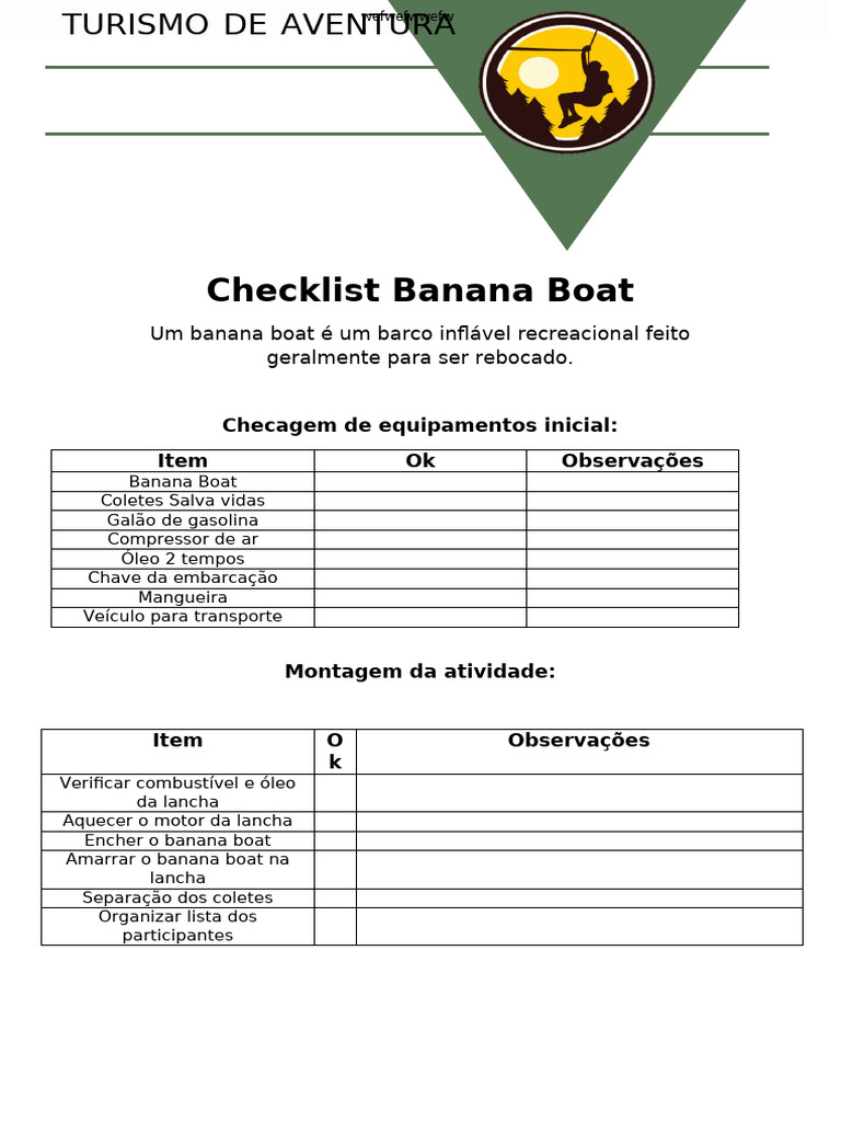 Checklist Banana Boat | PDF