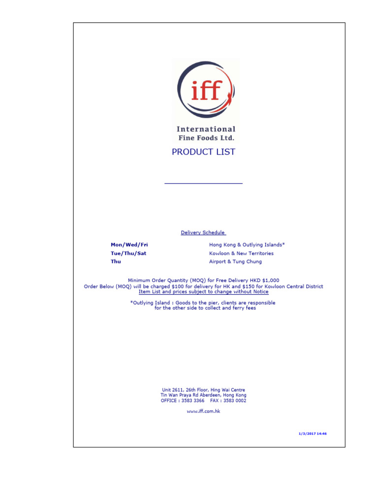 IFF Product List Jan 2017 | PDF | Potato Chip | Lemonade