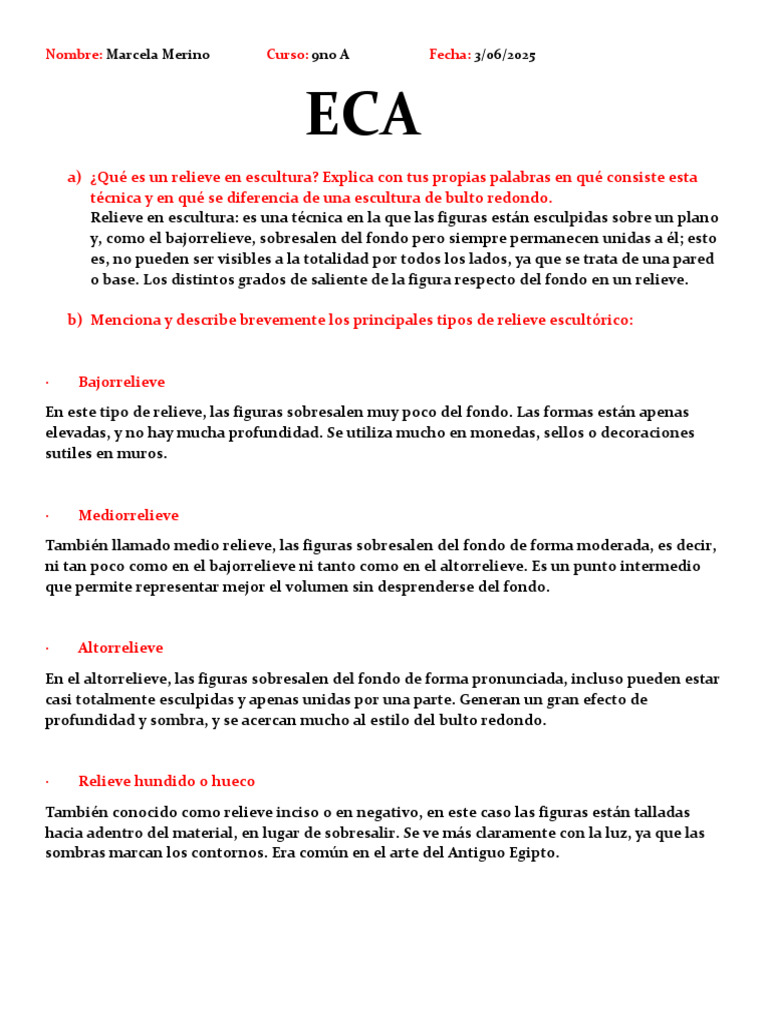 Mediorrelieve en Escultura: Definición y Tipos | PDF