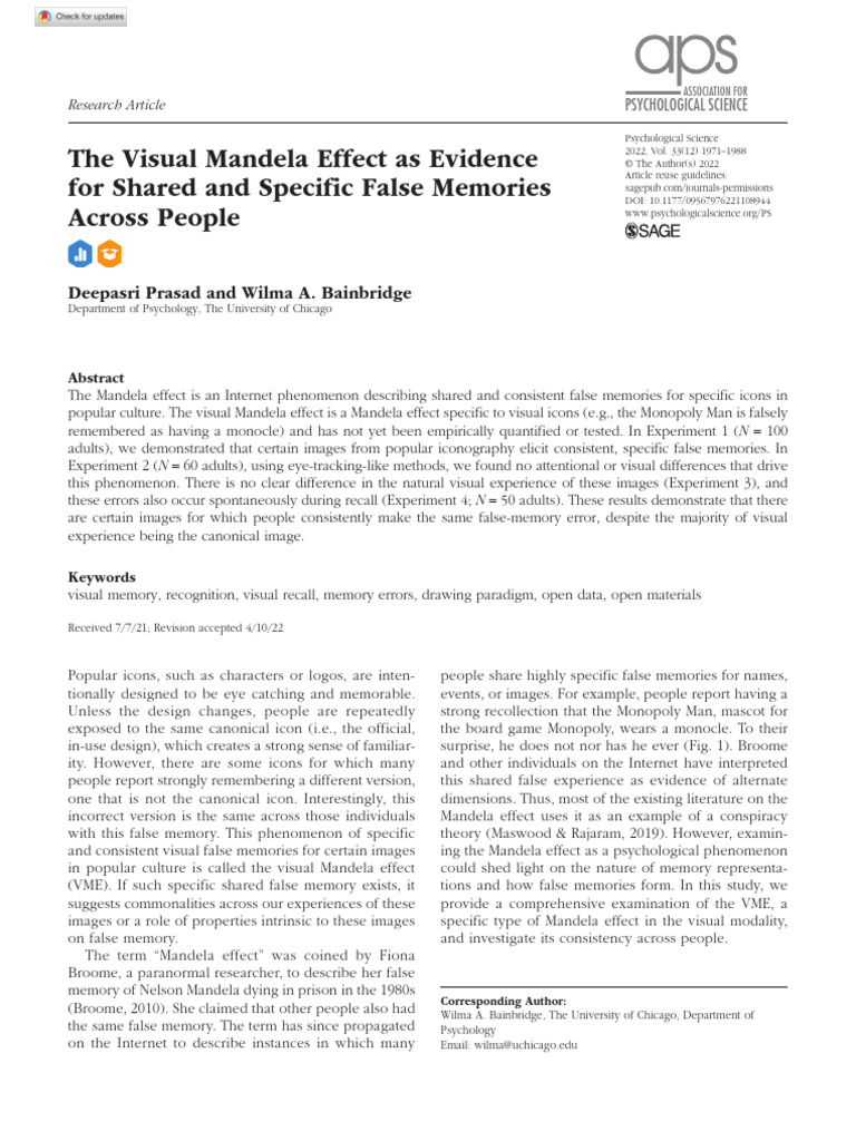 Prasad Bainbridge 2022 The Visual Mandela Effect As Evidence For Shared ...