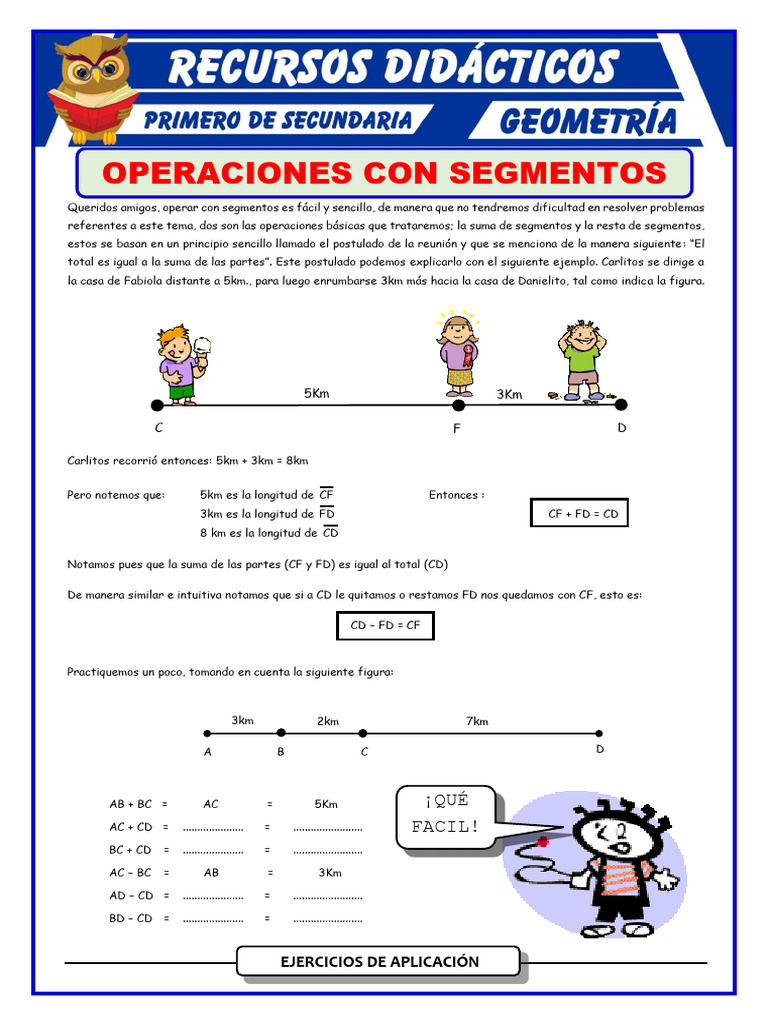 Adición y Sustracción de Segmentos para Primero de Secundaria | PDF | Matemática Elemental ...