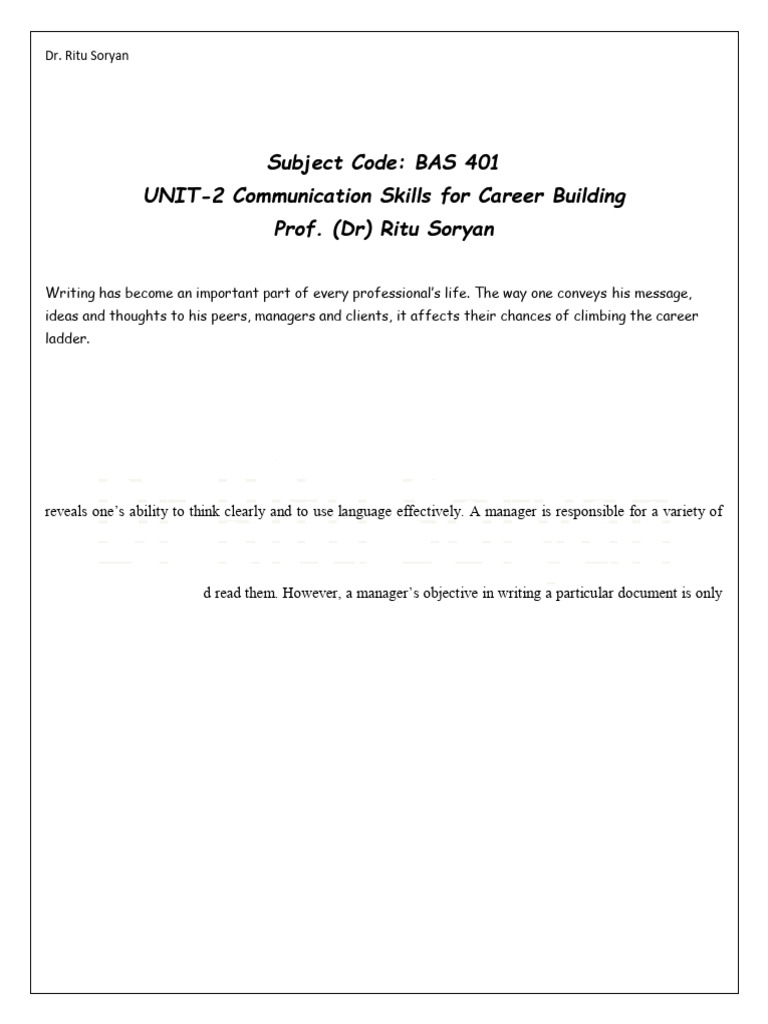 UNIT-2 Communication Skills For Career Building 6th May 2025 | PDF | Résumé | Communication