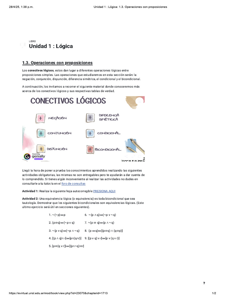 Unidad 1 - Lógica - 1.3. Operaciones Con Proposiciones | PDF | Matemáticas | Lógica matemática