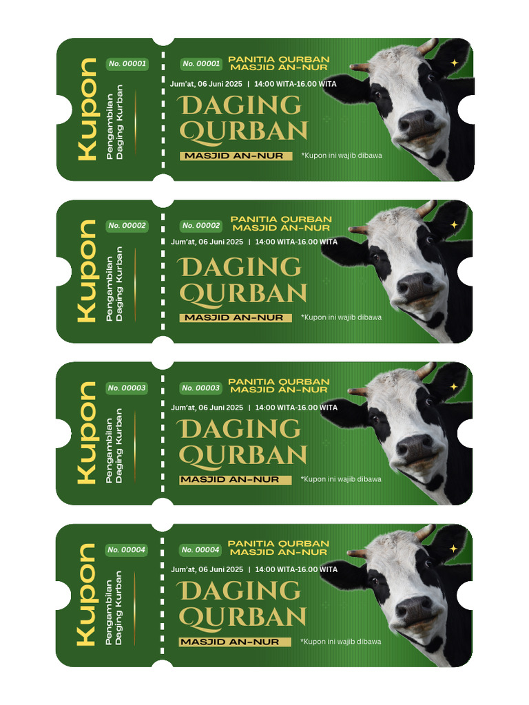 Hijau Modern Kupon Pengambilan Daging Kurban | PDF
