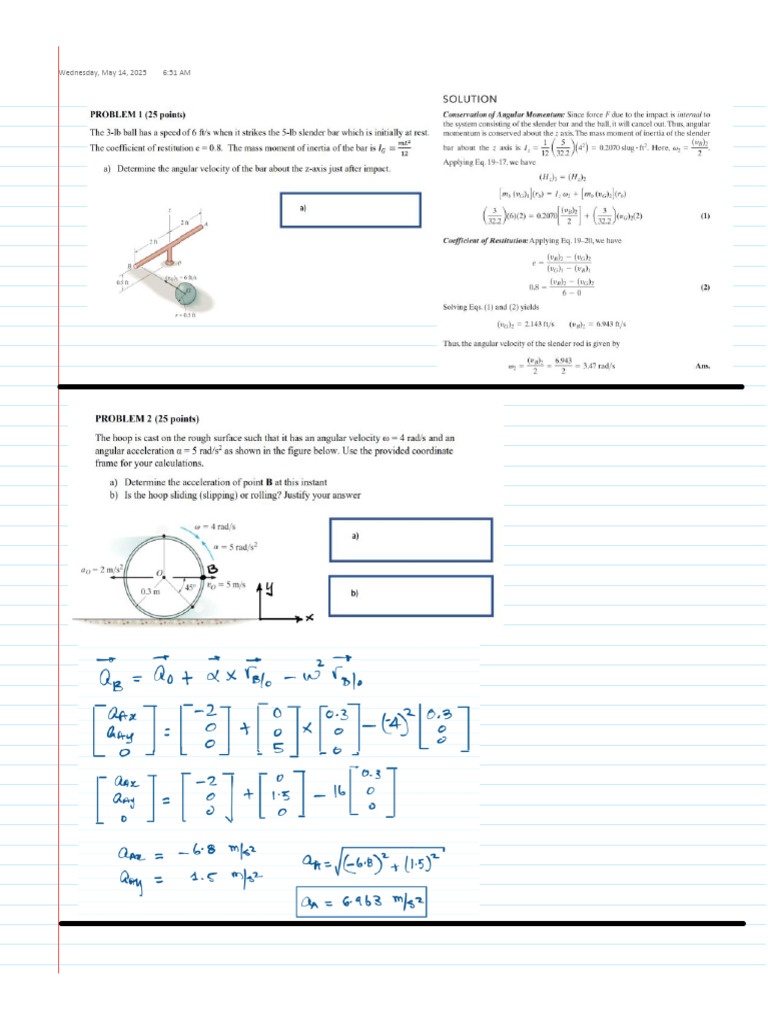 Dynamics Final Exam | PDF