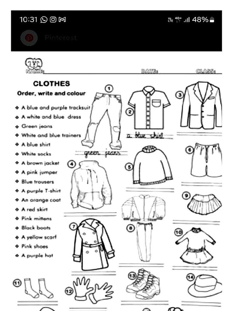 Enhanced Clothes Worksheet | PDF