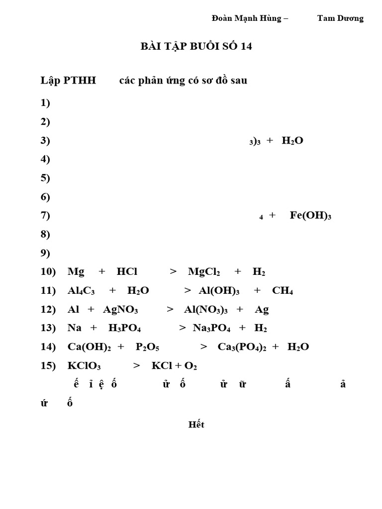 Bai Tap Hoa 8 Buoi So 14 | PDF
