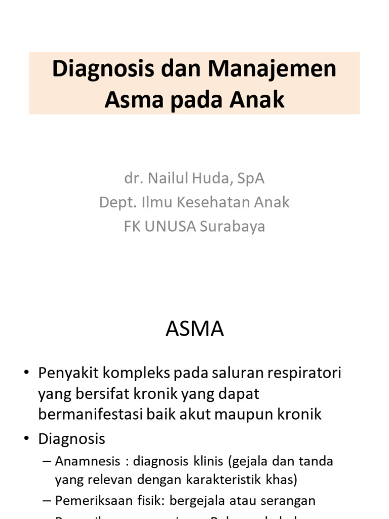 Diagnosis dan Manajemen Asma Anak | PDF