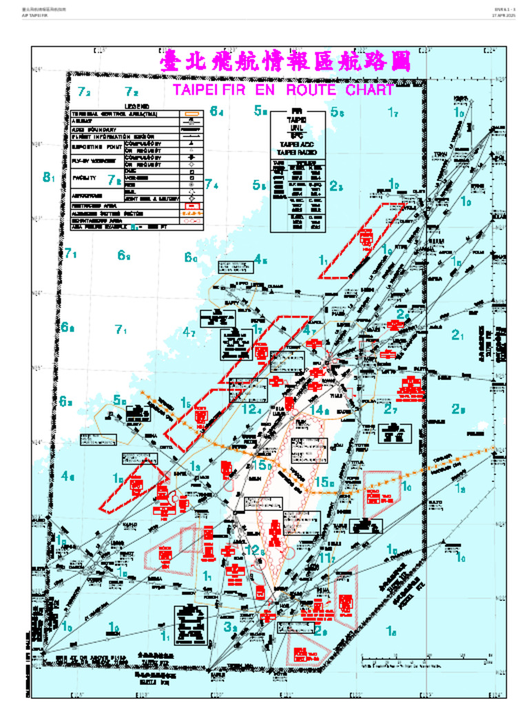 010-Taipei Fir en Route Chart | PDF | Navigation | Aviation