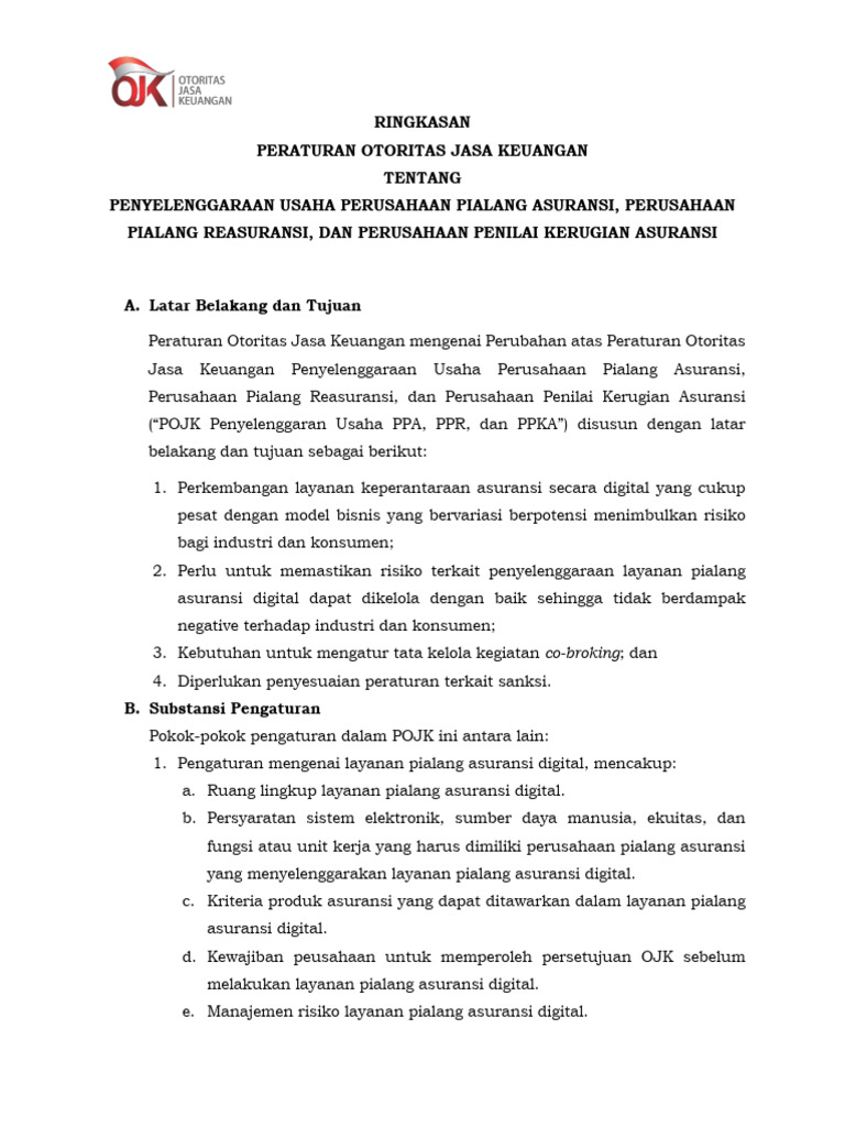 POJK Nomor 28 Tahun 2022 (Penyelenggaraan Usaha Perusahaan Pialang ...